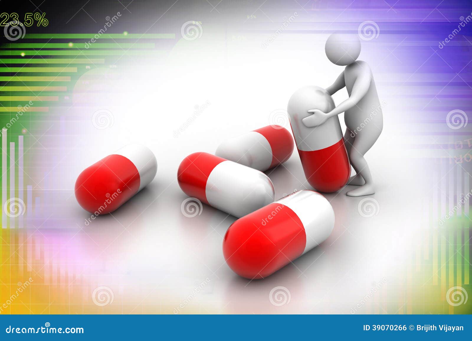3d man with capsule stock illustration. Illustration of medical - 39070266