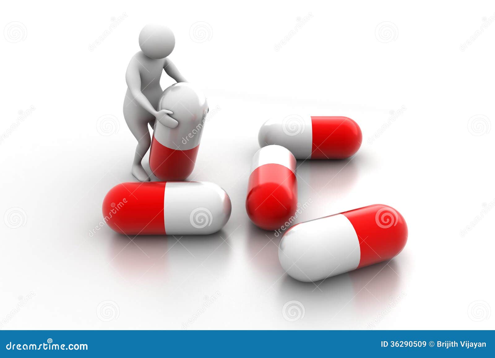 3d Man with Capsule, Medical Concept Stock Illustration - Illustration ...