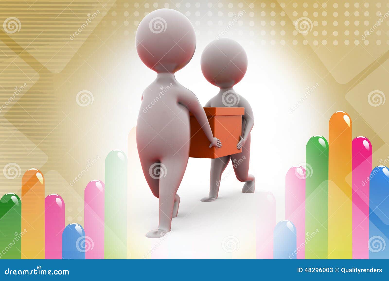3d Man Carry Box Illustration Stock Illustration - Illustration of ...