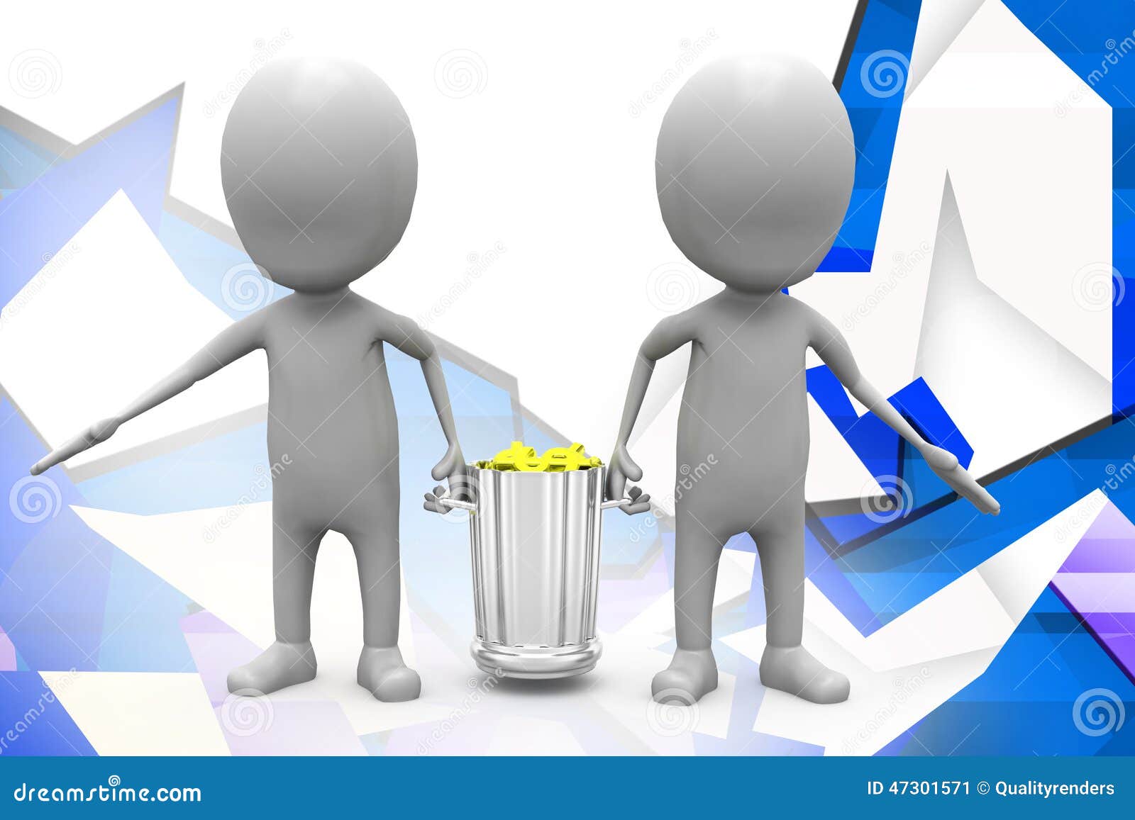 3d Man Carry Dustbin Illustration Stock Illustration - Illustration of ...