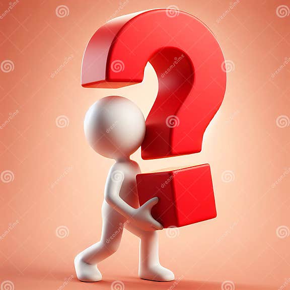 3D Man Carrying Big Question Mark Stock Illustration - Illustration of ...