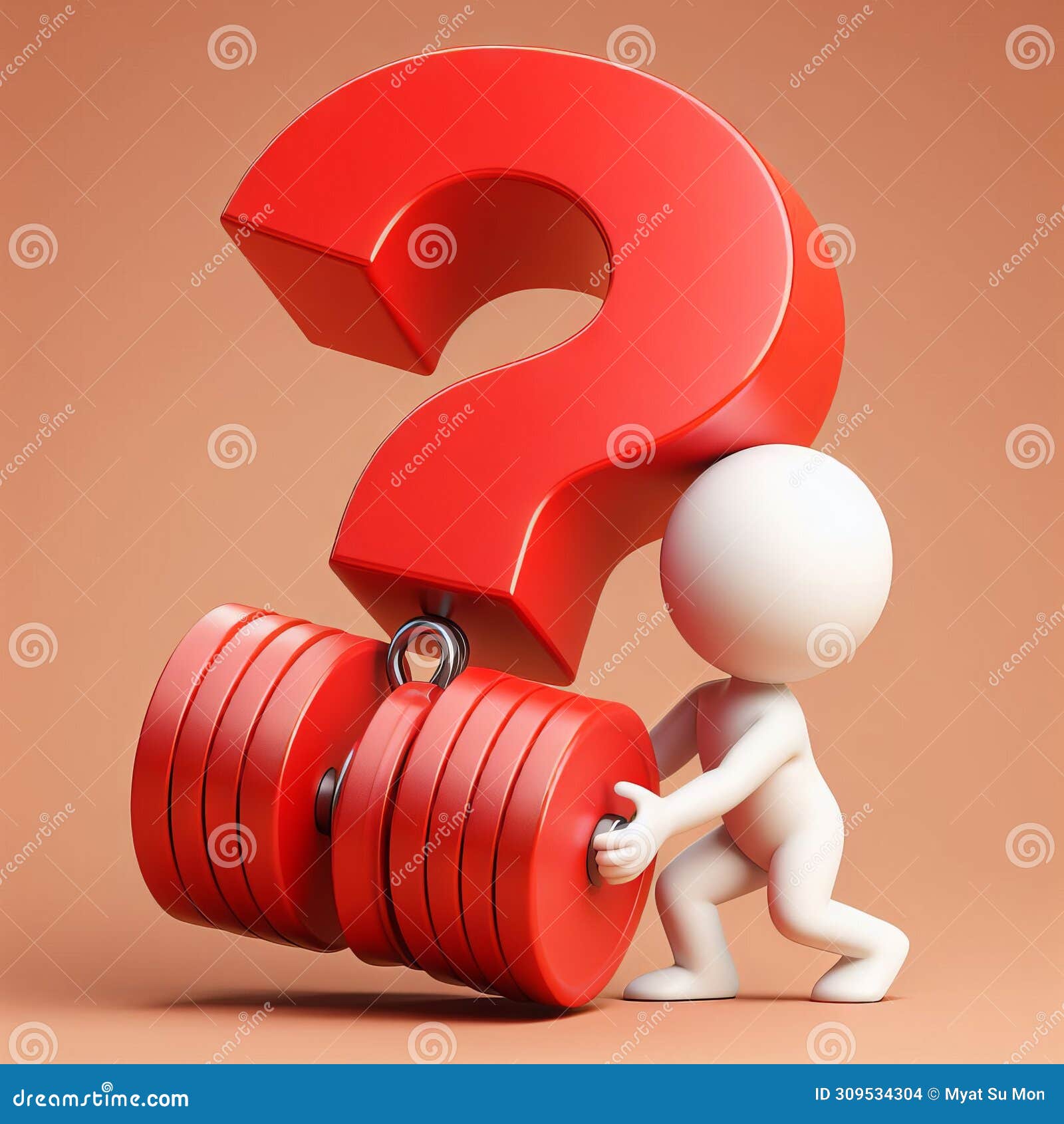 3D Man Carrying Big Question Mark Stock Illustration - Illustration of ...