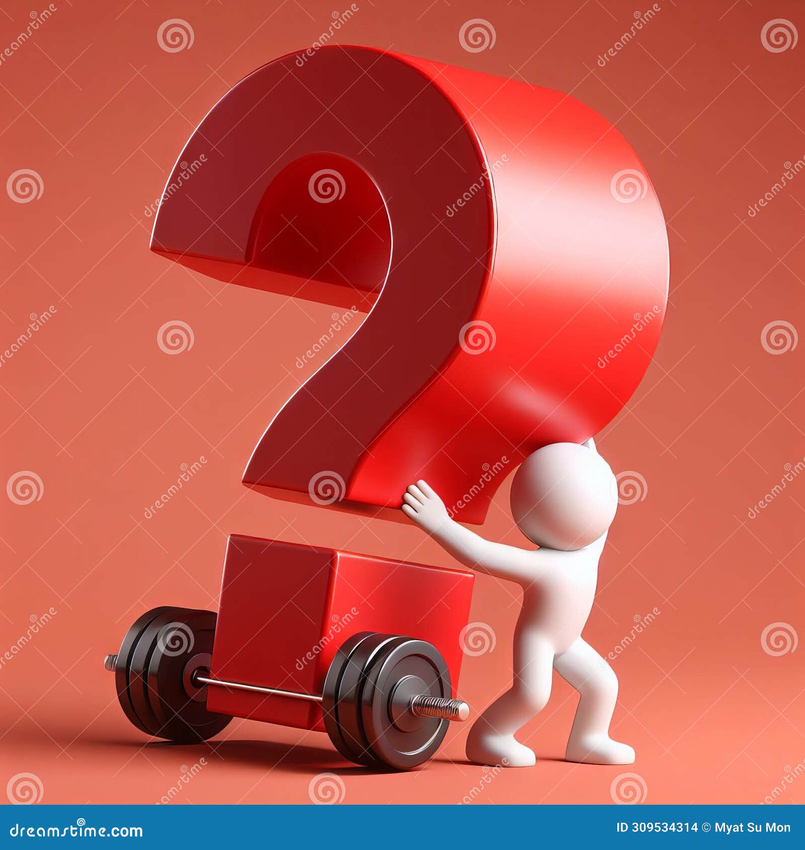 3D Man Carrying Big Question Mark Stock Illustration - Illustration of ...