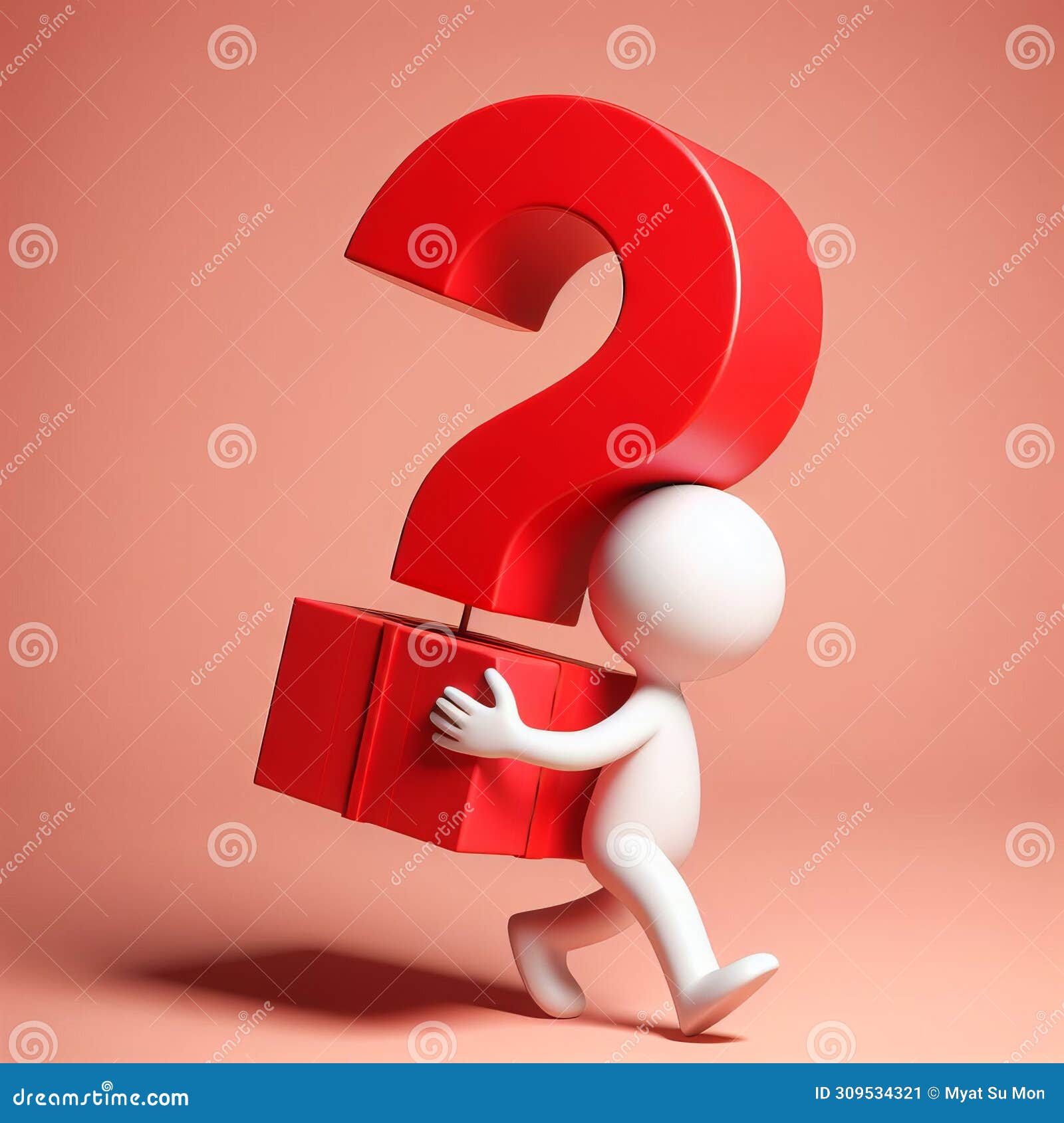 3D Man Carrying Big Question Mark Stock Illustration - Illustration of ...