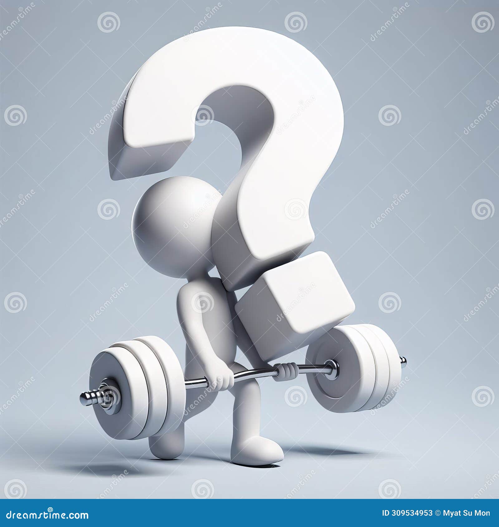 3D Man Carrying Big Question Mark Stock Illustration - Illustration of ...