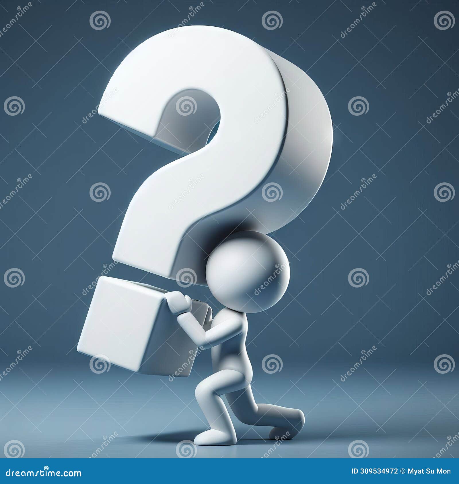 3D Man Carrying Big Question Mark Stock Illustration - Illustration of ...
