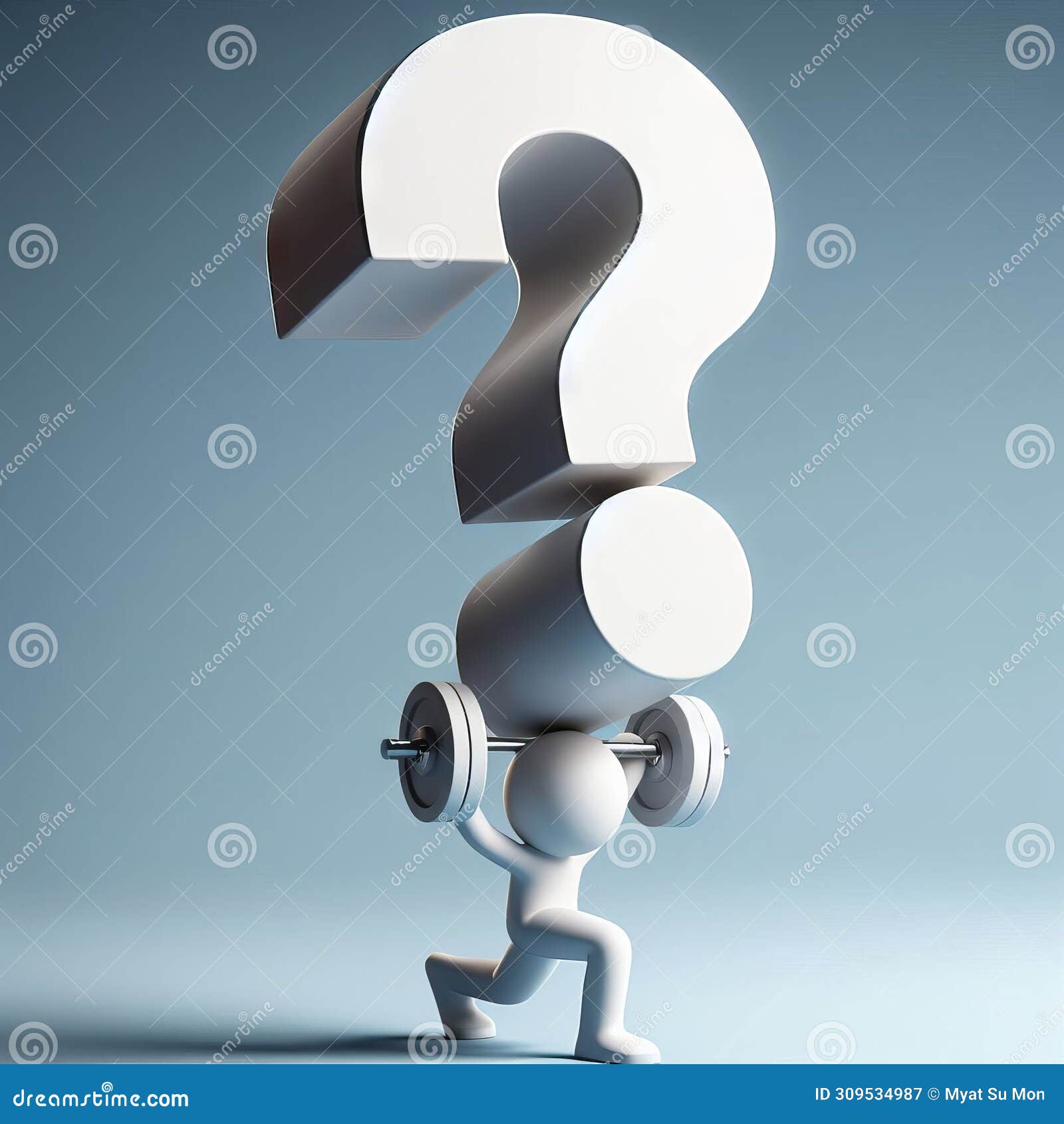 3D Man Carrying Big Question Mark Stock Illustration - Illustration of ...