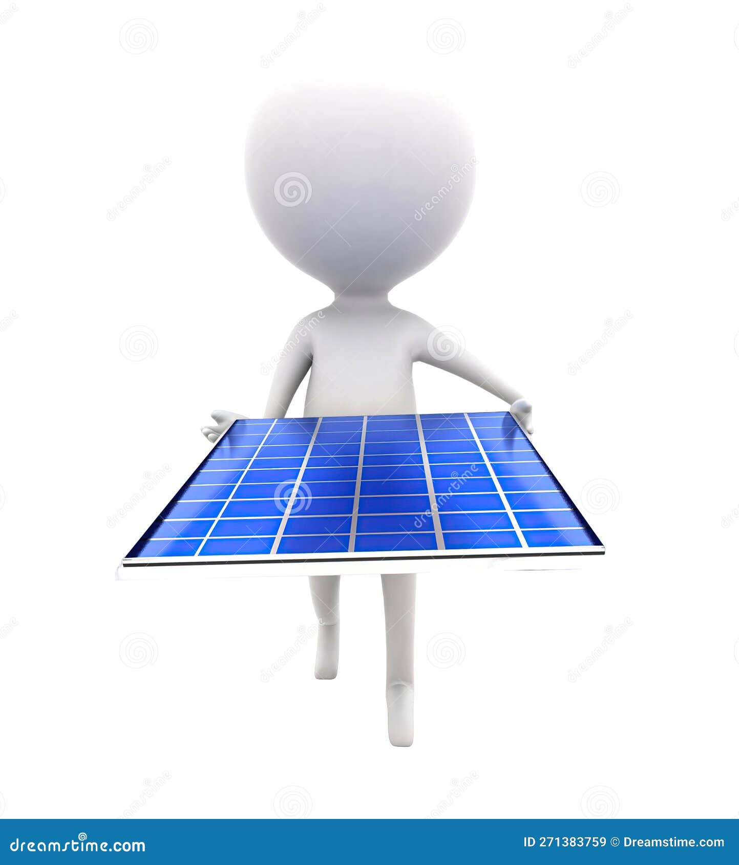 3d Man Carrying Solar Panel in Hands Concept Stock Illustration ...