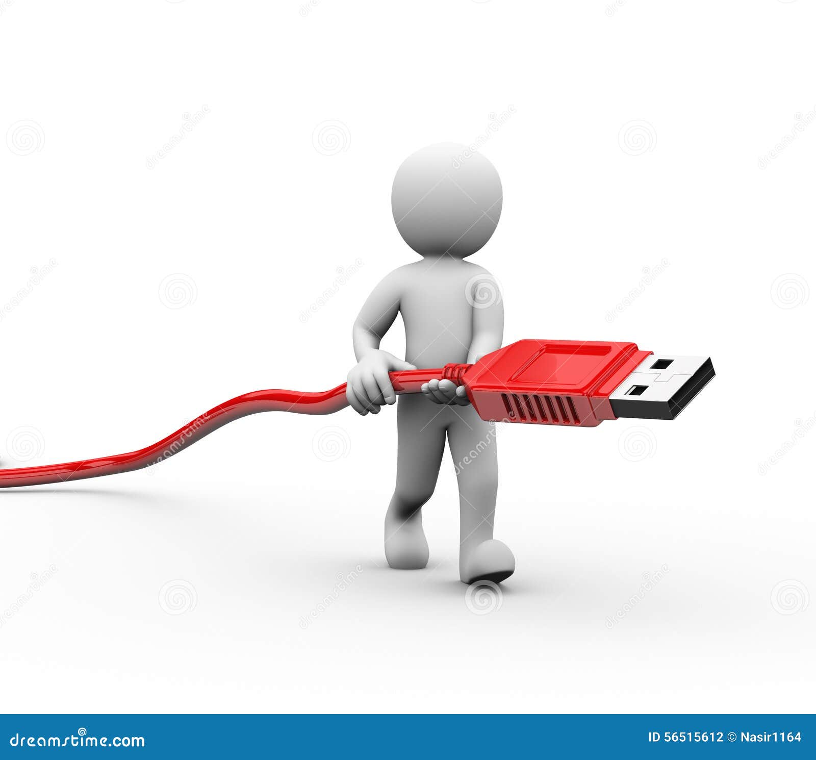 3d Man Carrying Usb Connector Stock Illustration - Illustration of idea ...