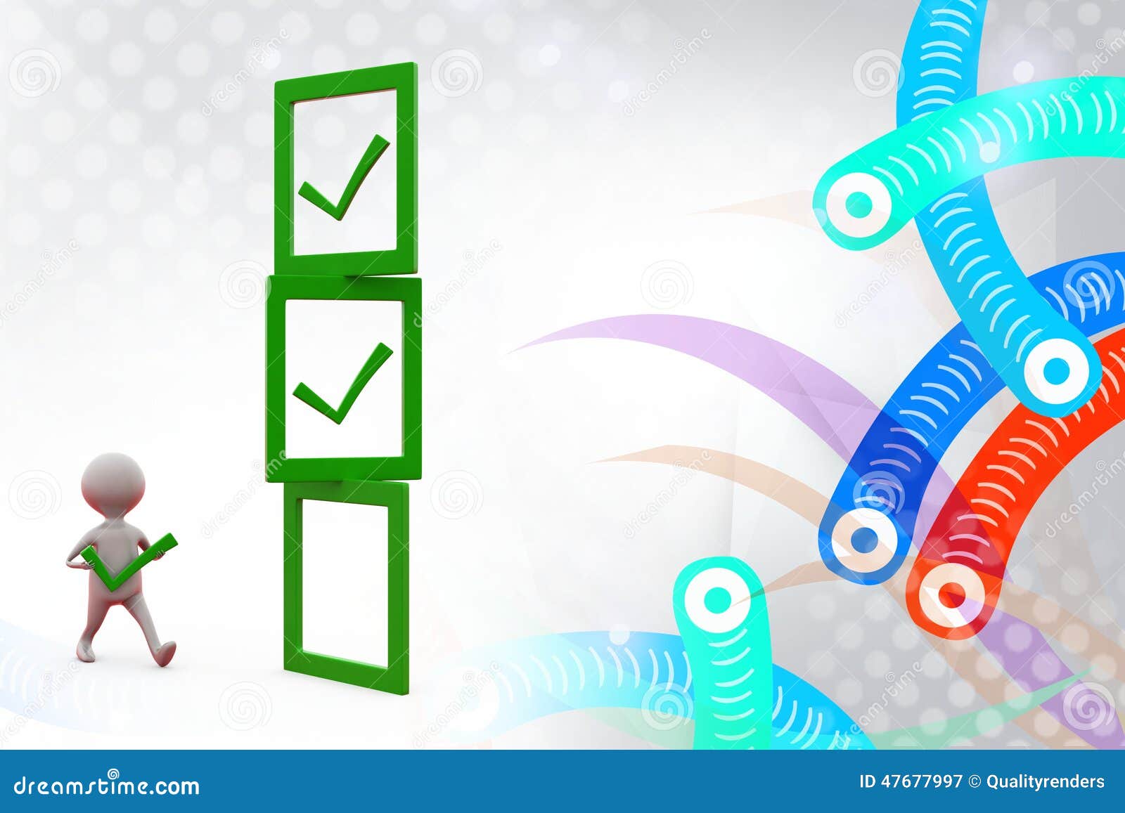 3d Man with Check List Illustration Stock Illustration - Illustration ...