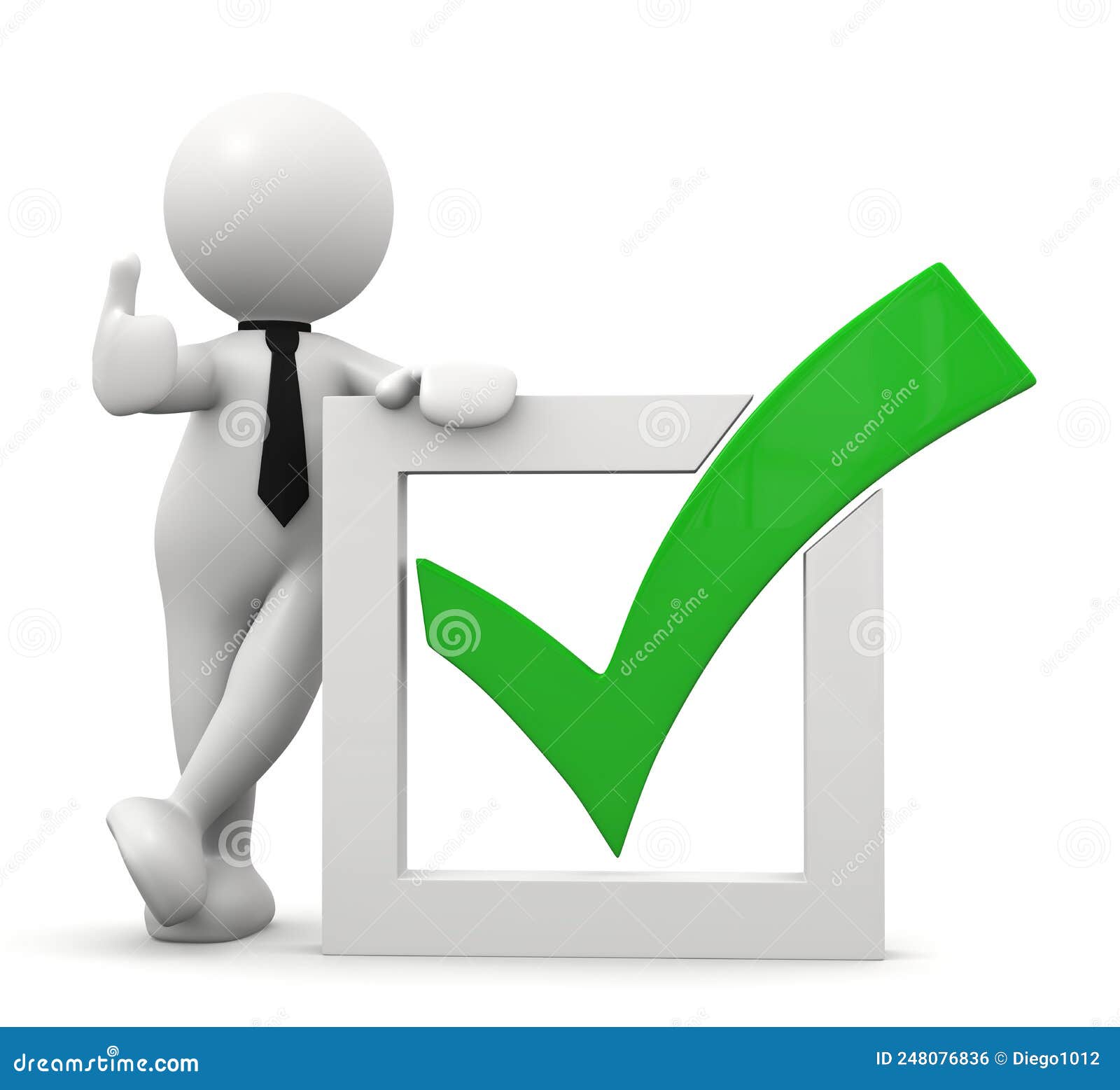 3d Man with Check Mark Symbol Stock Illustration - Illustration of ...