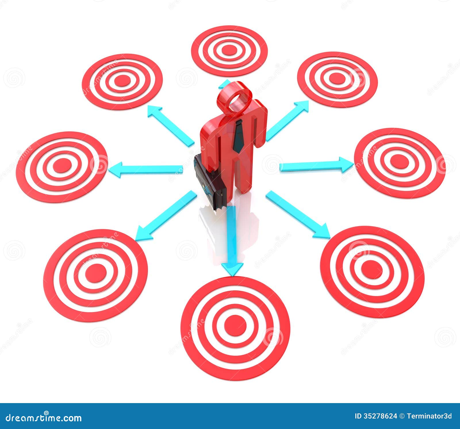 3d man chooses a target stock illustration. Illustration of ...