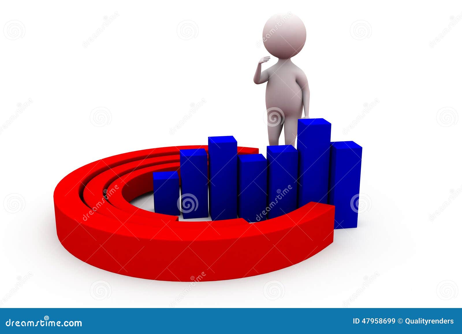 3d Man Circular Bar Graph Concept Stock Illustration - Illustration of ...
