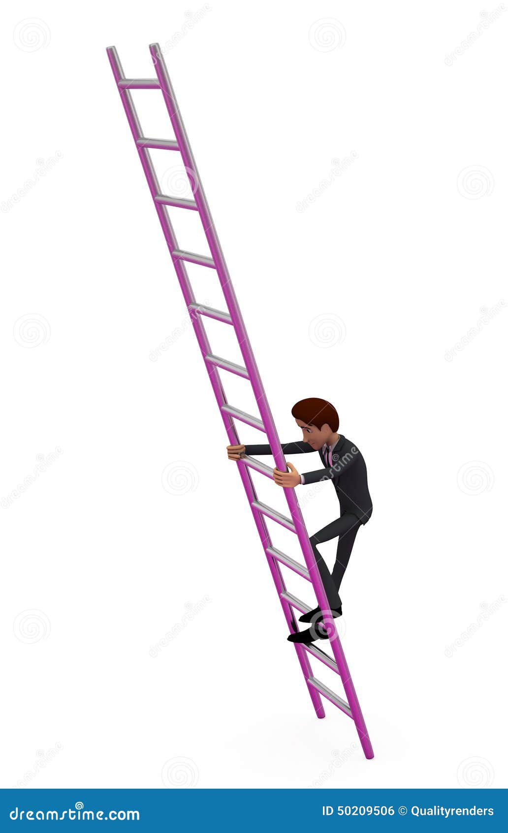3d Man Climb Ladder Concept Stock Illustration - Illustration of climb ...