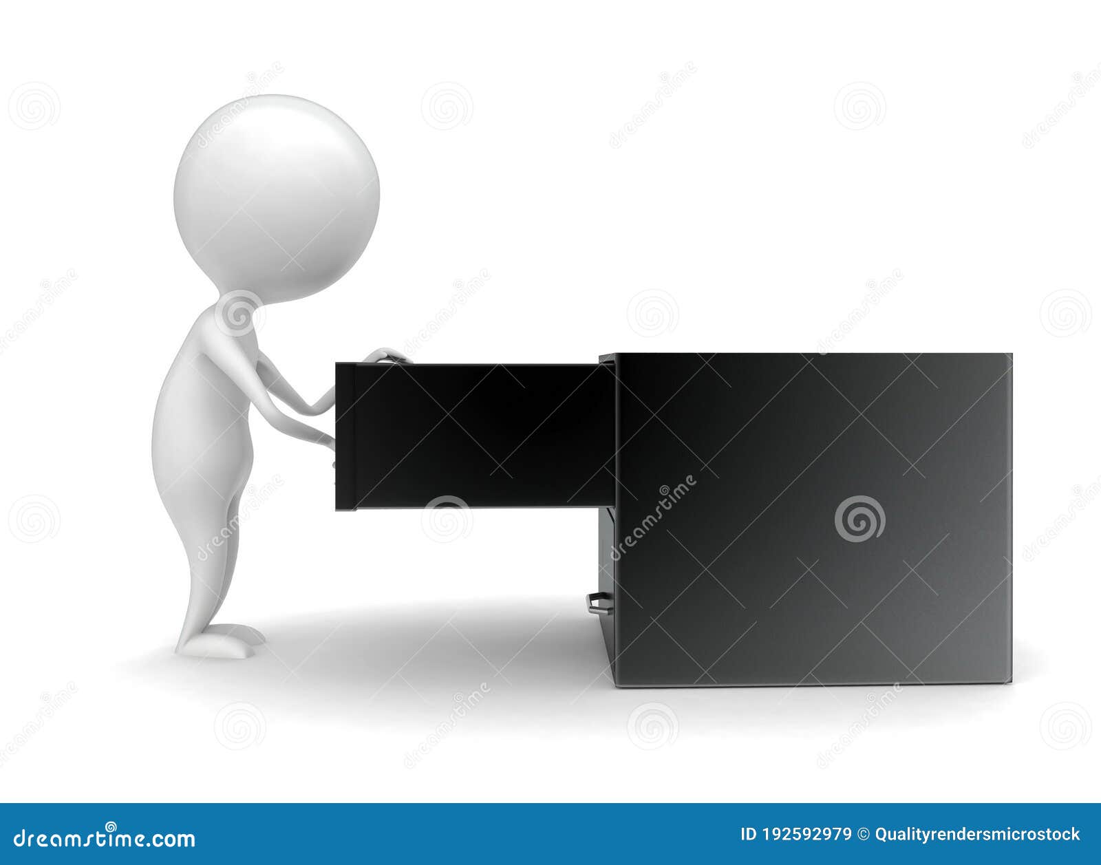 3d Man Closing or Opening Drawer Concept Stock Illustration ...