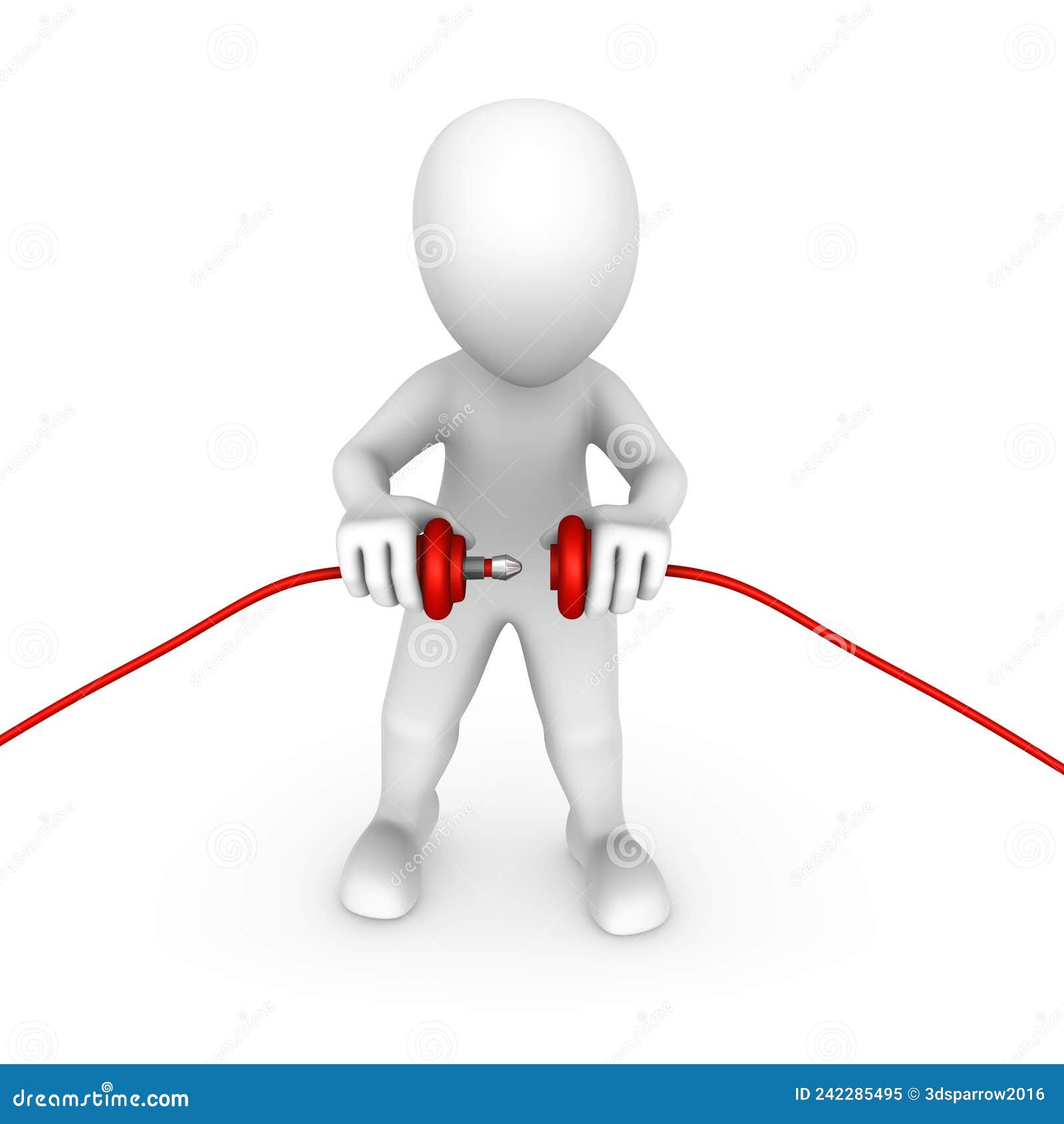 3d Man Conecting Two Red Cables Together Stock Illustration ...