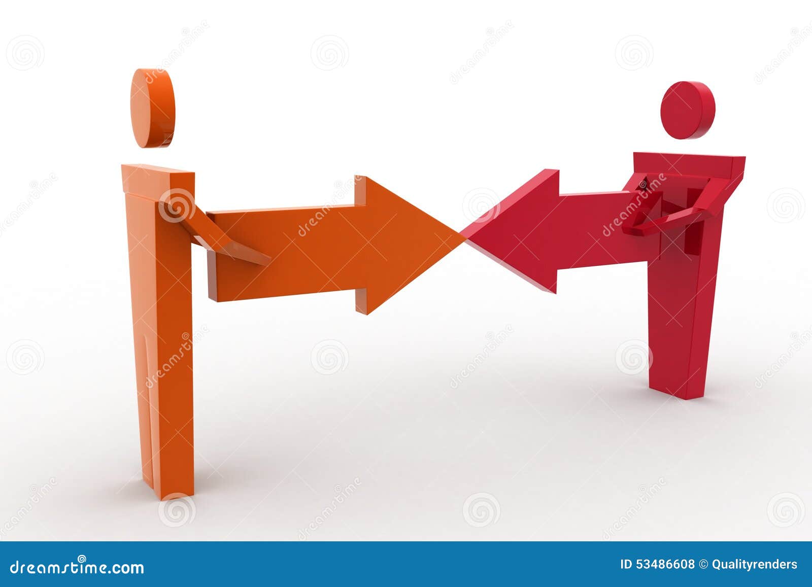 3d Man Connect Two Arrows Concept Stock Illustration - Illustration of ...