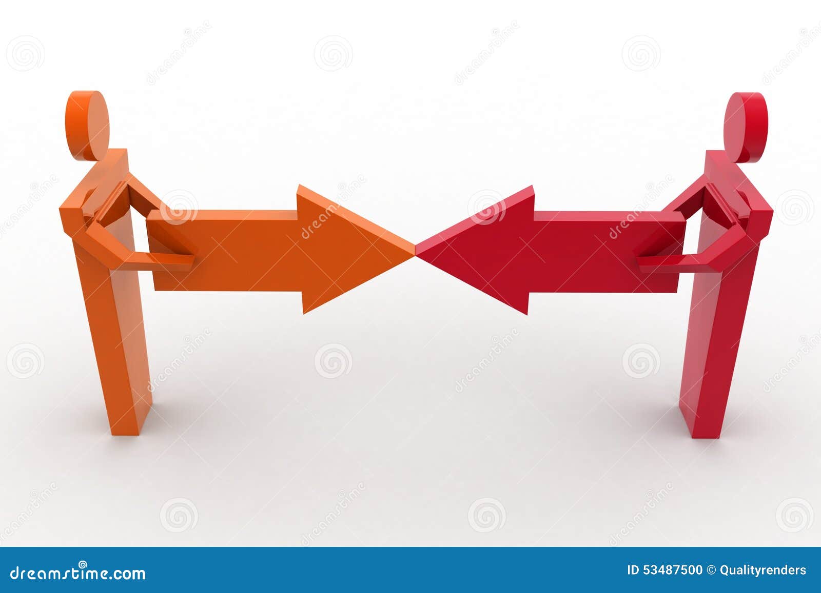 3d Man Connect Two Arrows Concept Stock Illustration - Illustration of ...