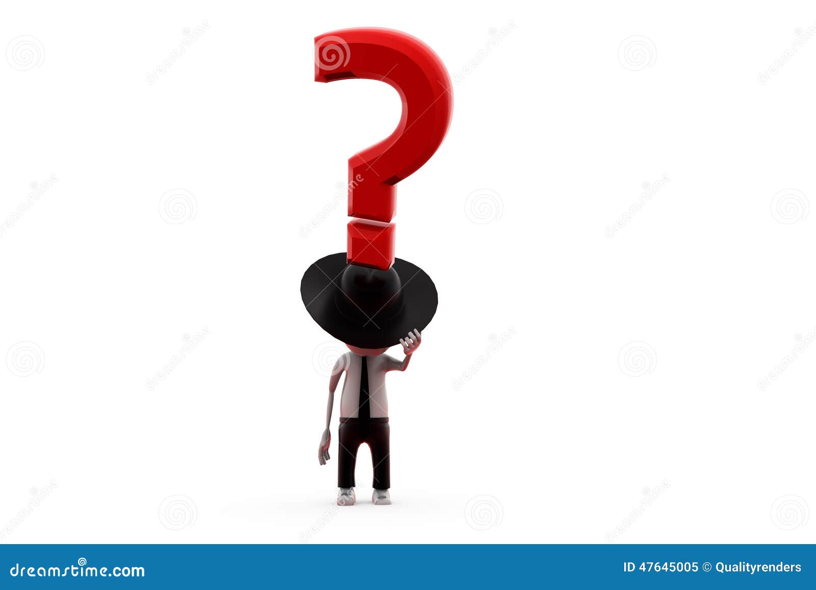 3d Man with Cowboy Hat and Question Mark Concept Stock Illustration ...