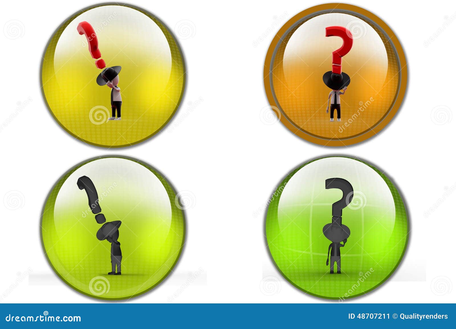 3d Man Cowboy Question Icon Stock Illustration - Illustration of idea ...