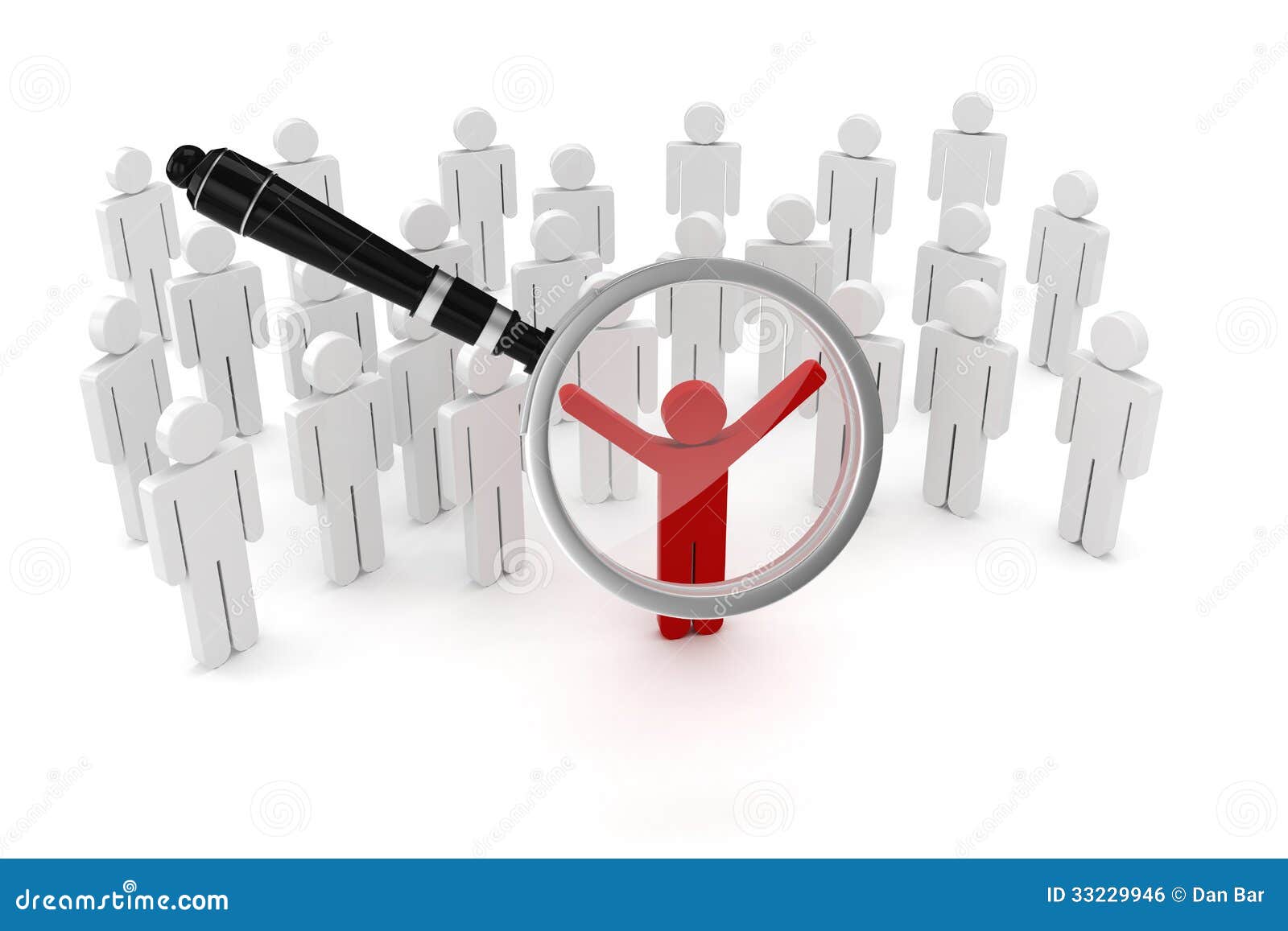 3d Man Crowd And Magnifying Glass Stock Photo | CartoonDealer.com #33229938