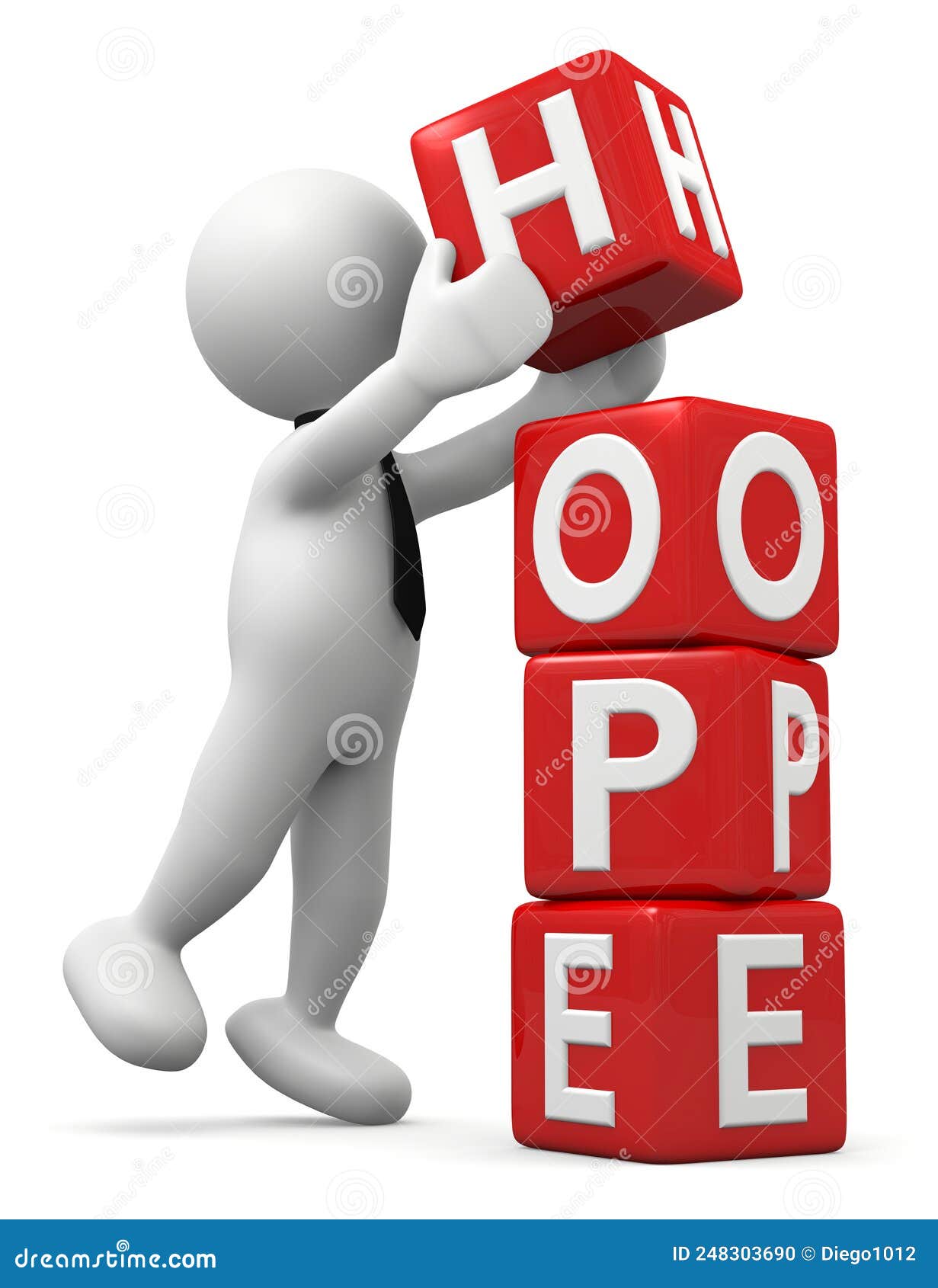 3d Man with Cubes and Written Hope Stock Illustration - Illustration of ...