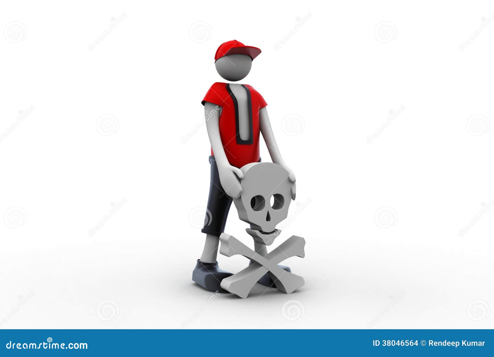 3d Man With Danger Skull Sign Stock Photo | CartoonDealer.com #38046564