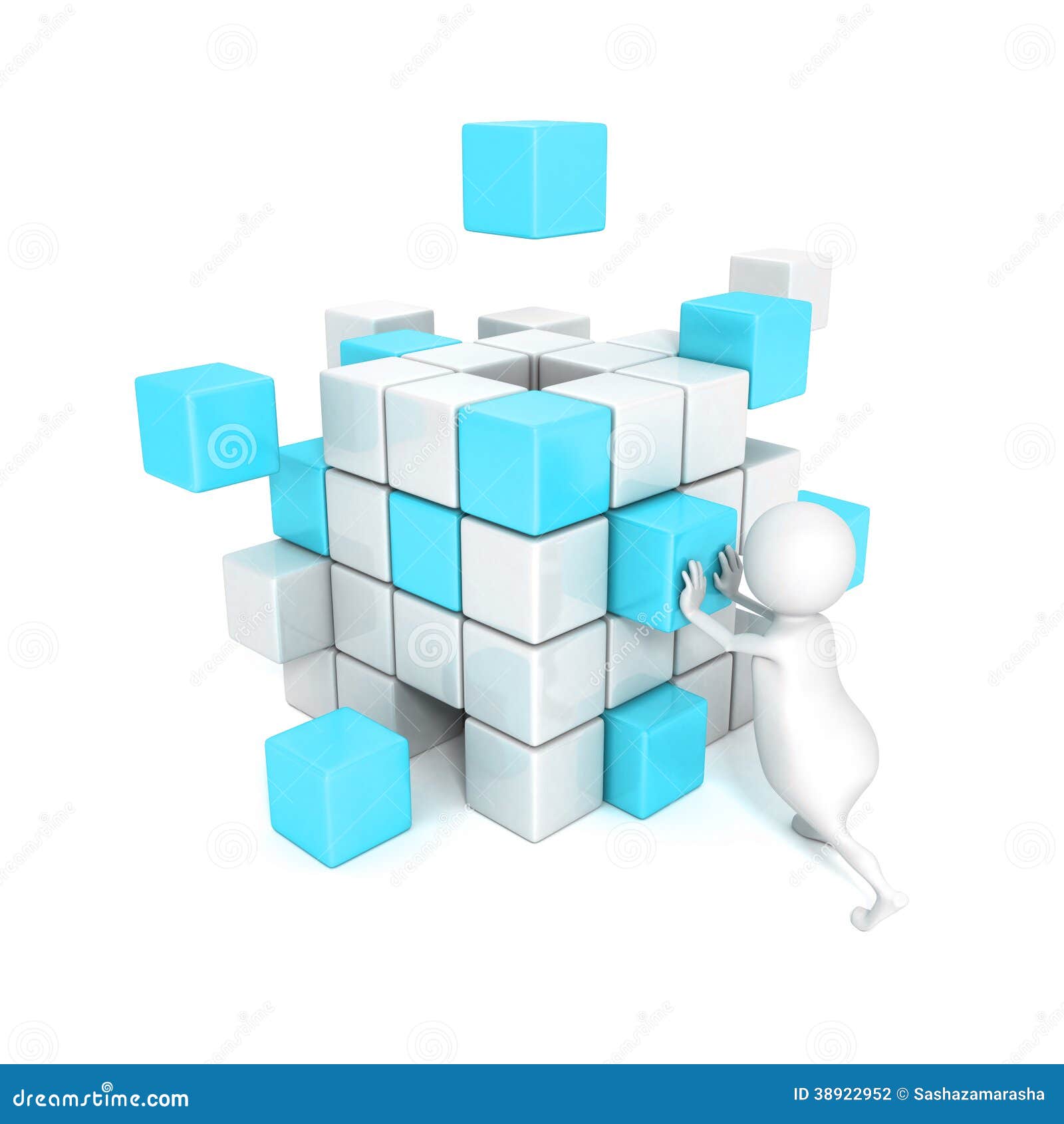 3d Man With Different Blocks. Business Structure Stock Illustration ...