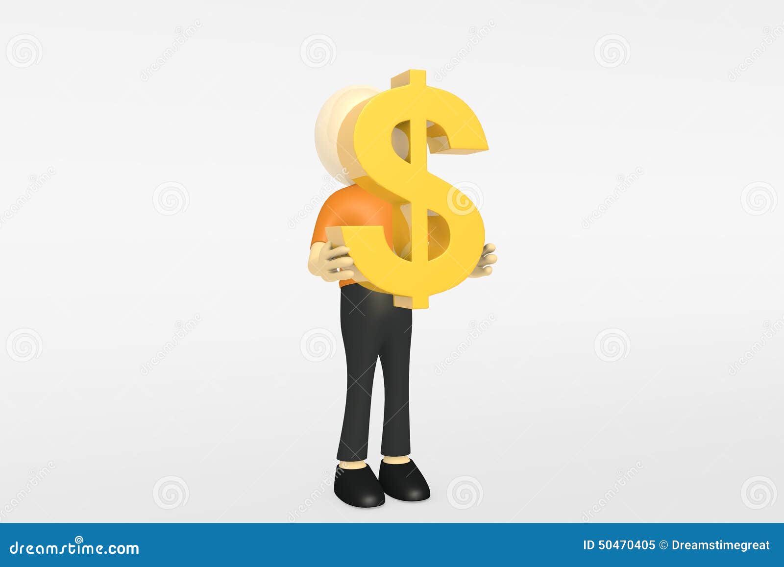 3d man with dollar sign stock illustration. Illustration of savings ...