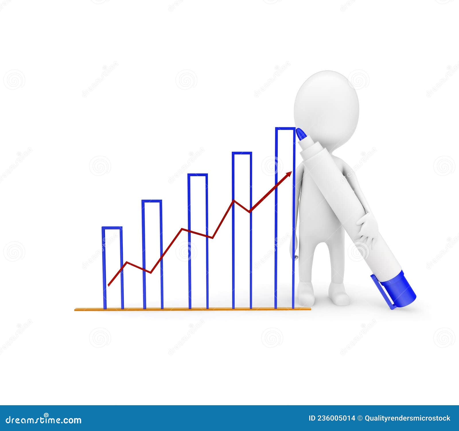 3d Man Draw Growth Graph Concept , 3d Rendering Stock Illustration ...