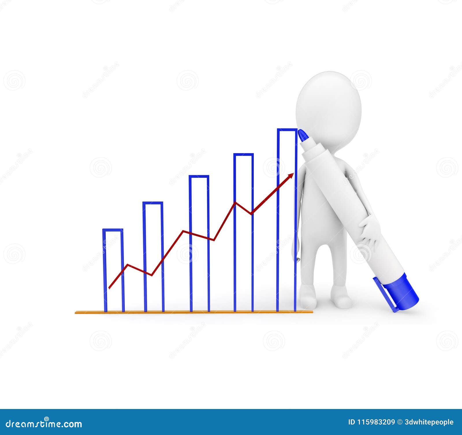 3d Man Draw Growth Graph Concept Stock Illustration - Illustration of ...