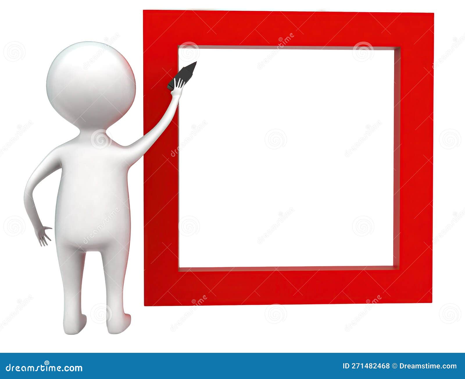 3d Man Drawing Inside Square Frame Concept Stock Illustration ...