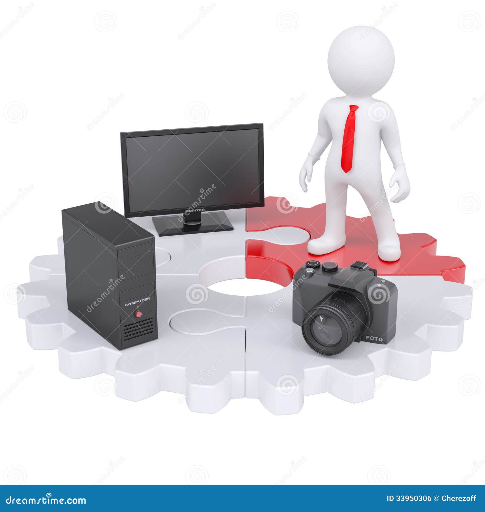 3d Man and Electronic Devices Stock Illustration - Illustration of ...