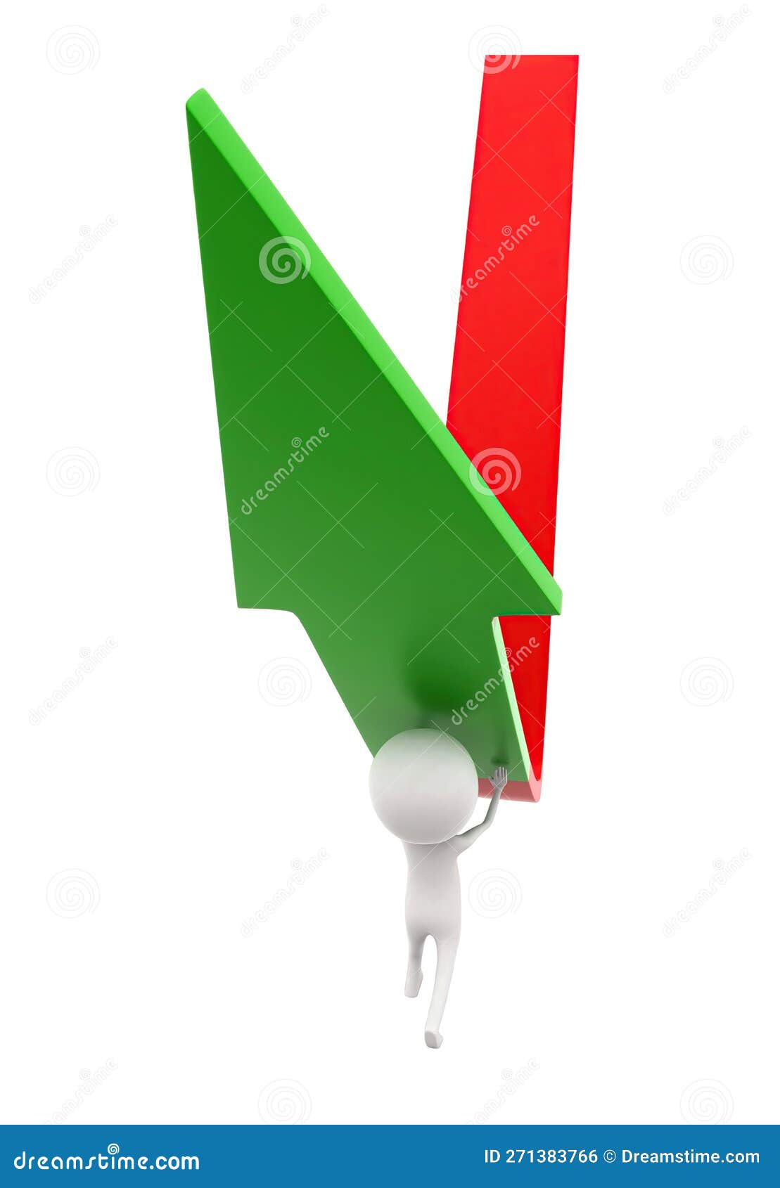 3d Man Elevating a Down Arrow Concept Stock Illustration - Illustration ...