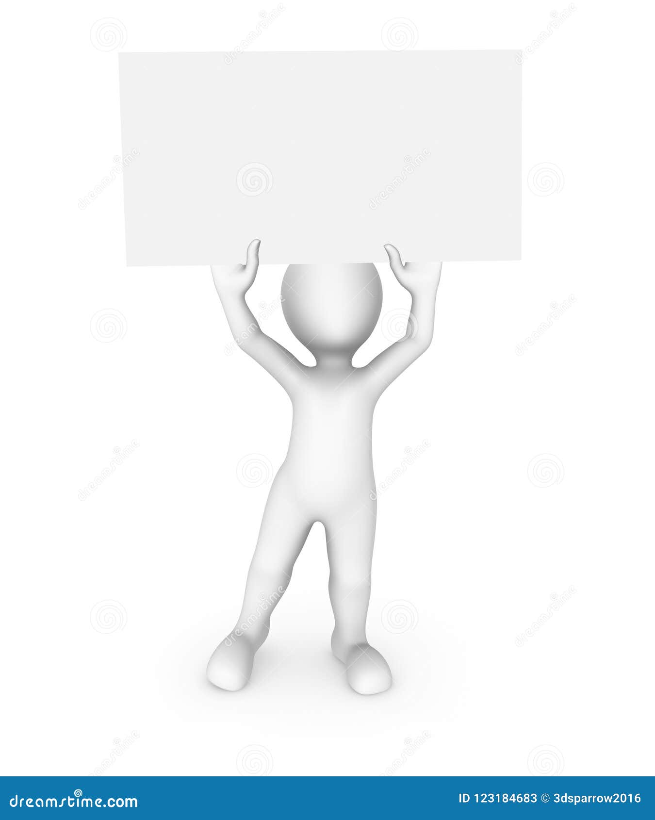 3d Man with Empty White Poster. Stock Illustration - Illustration of ...