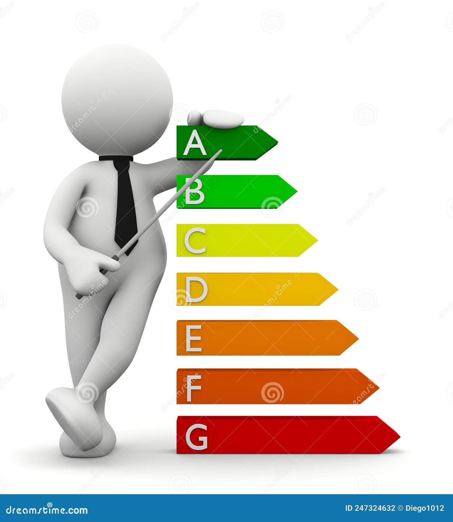 3d Man with Energy Class Symbol Stock Illustration - Illustration of ...