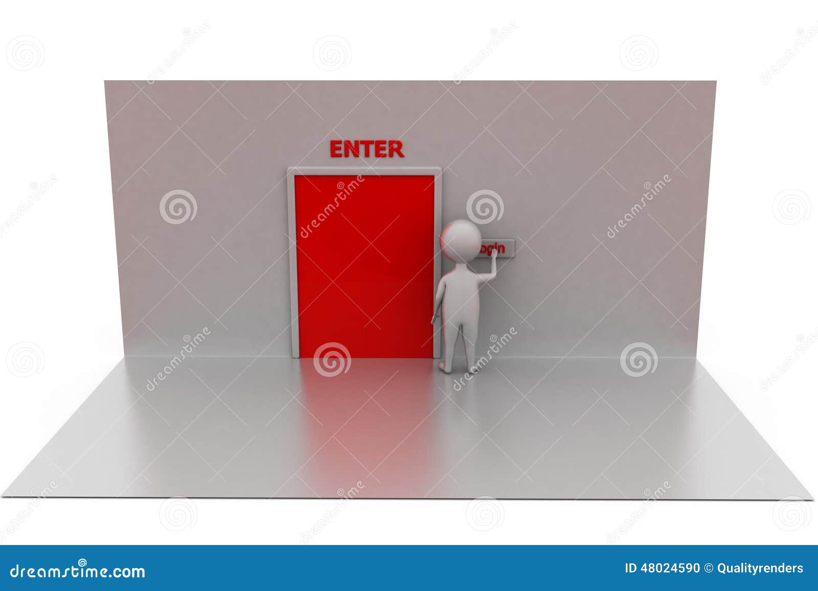 3d man entry door concept stock illustration. Illustration of cartoon ...
