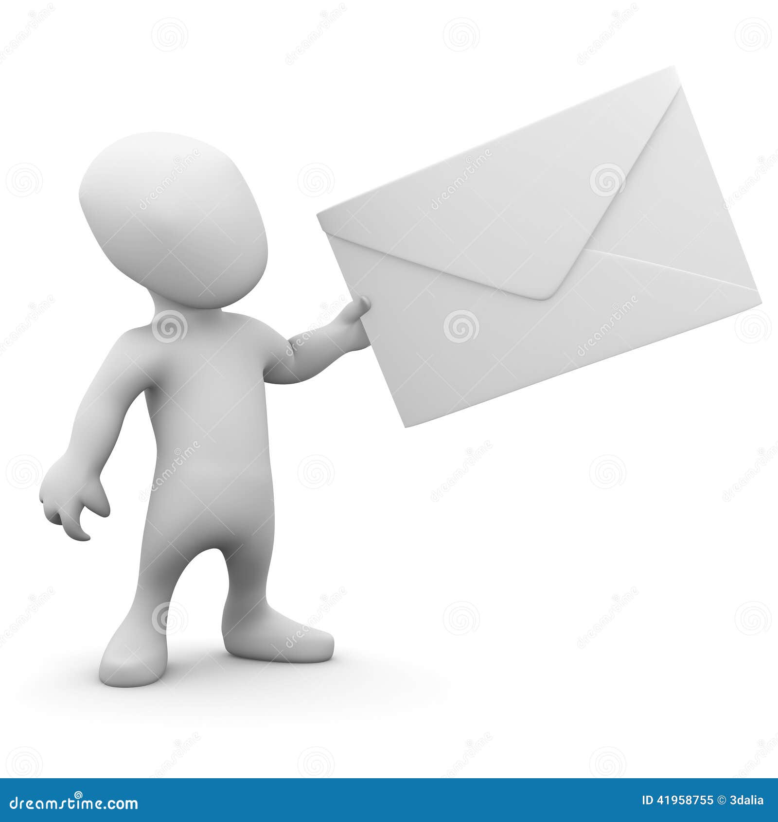 3d Man with an envelope stock illustration. Illustration of little ...