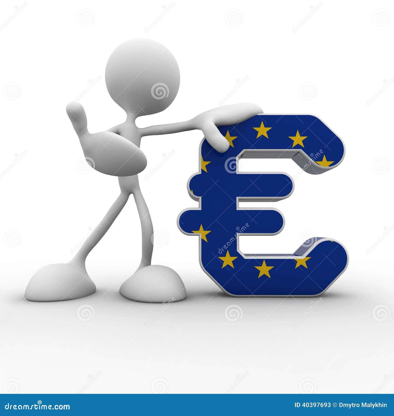 3d man with euro symbol stock illustration. Illustration of figure ...