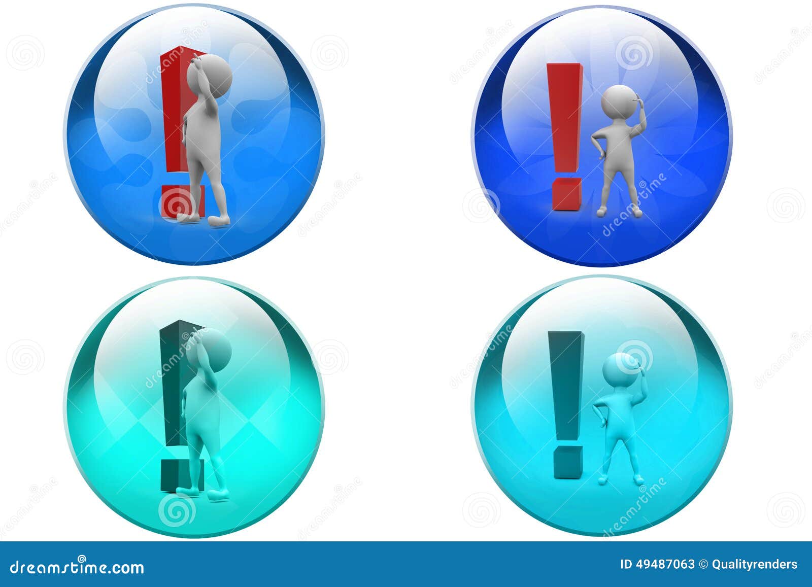 3d Man Exclamation Mark Icon Stock Illustration - Illustration of ...