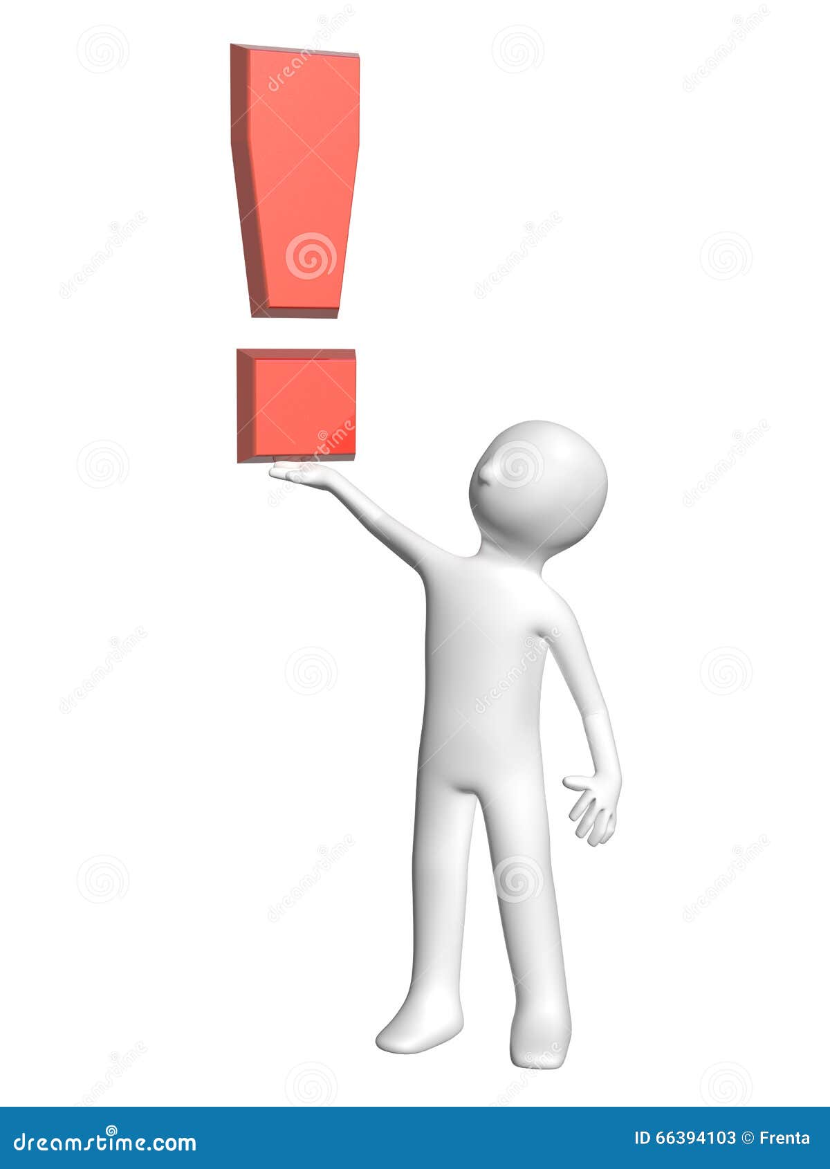 3d Man With Exclamation Mark Of Red Color Stock Illustration ...