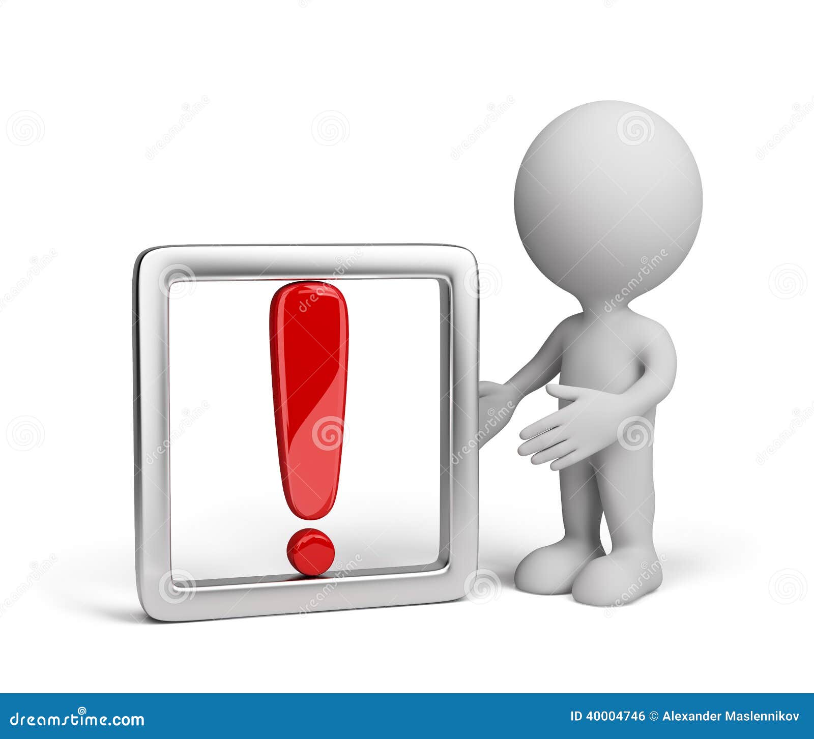 3D Man with Exclamation Mark Stock Illustration - Illustration of human ...