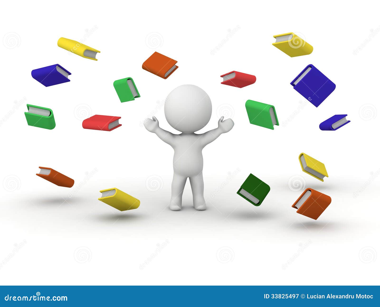 3D Man and Explosion of Books Stock Illustration - Illustration of ...