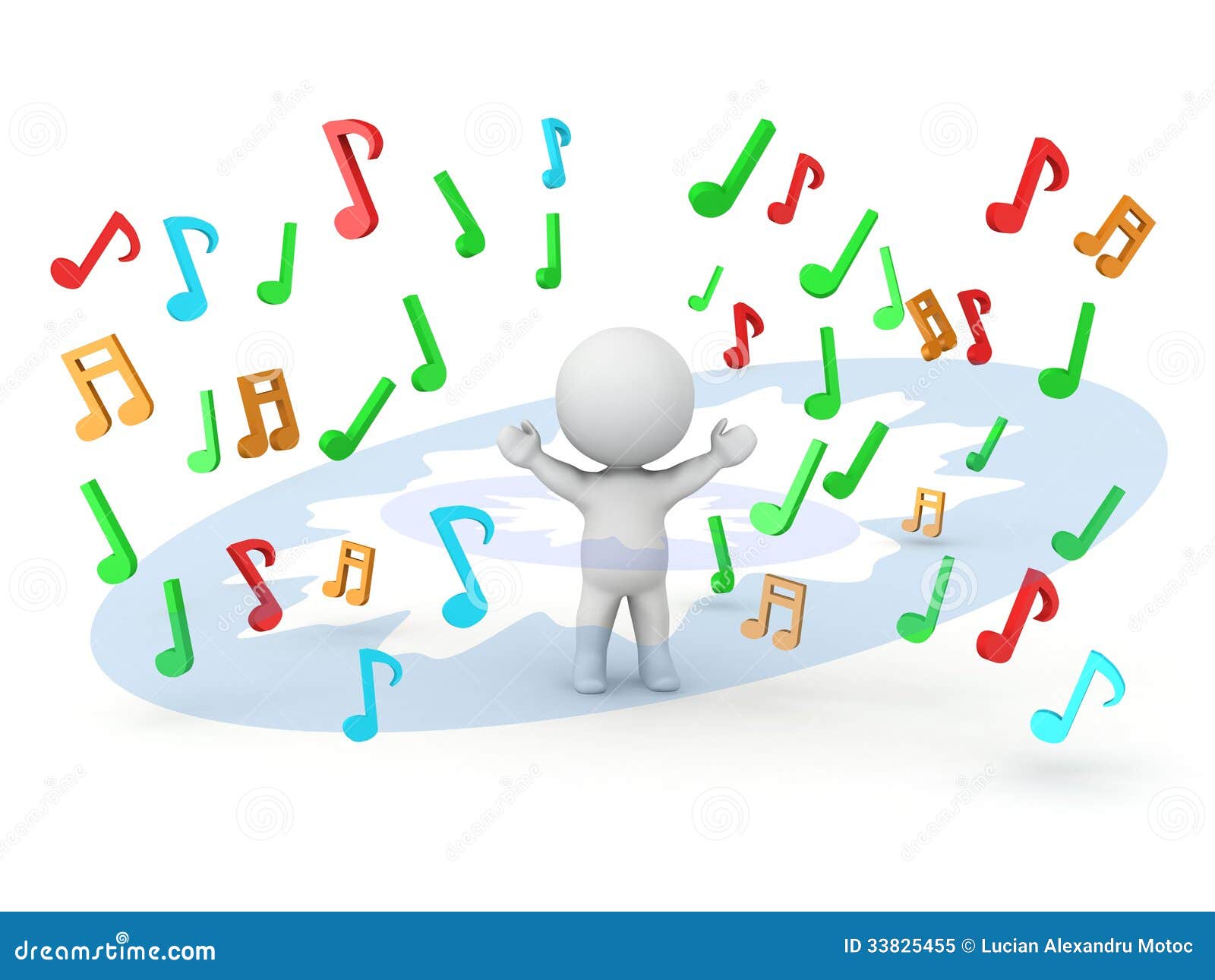 3D Man and Explosion of Musical Notes Stock Illustration - Illustration ...