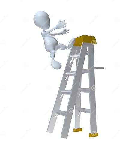 3d Man Falling Off a Ladder Stock Illustration - Illustration of ...