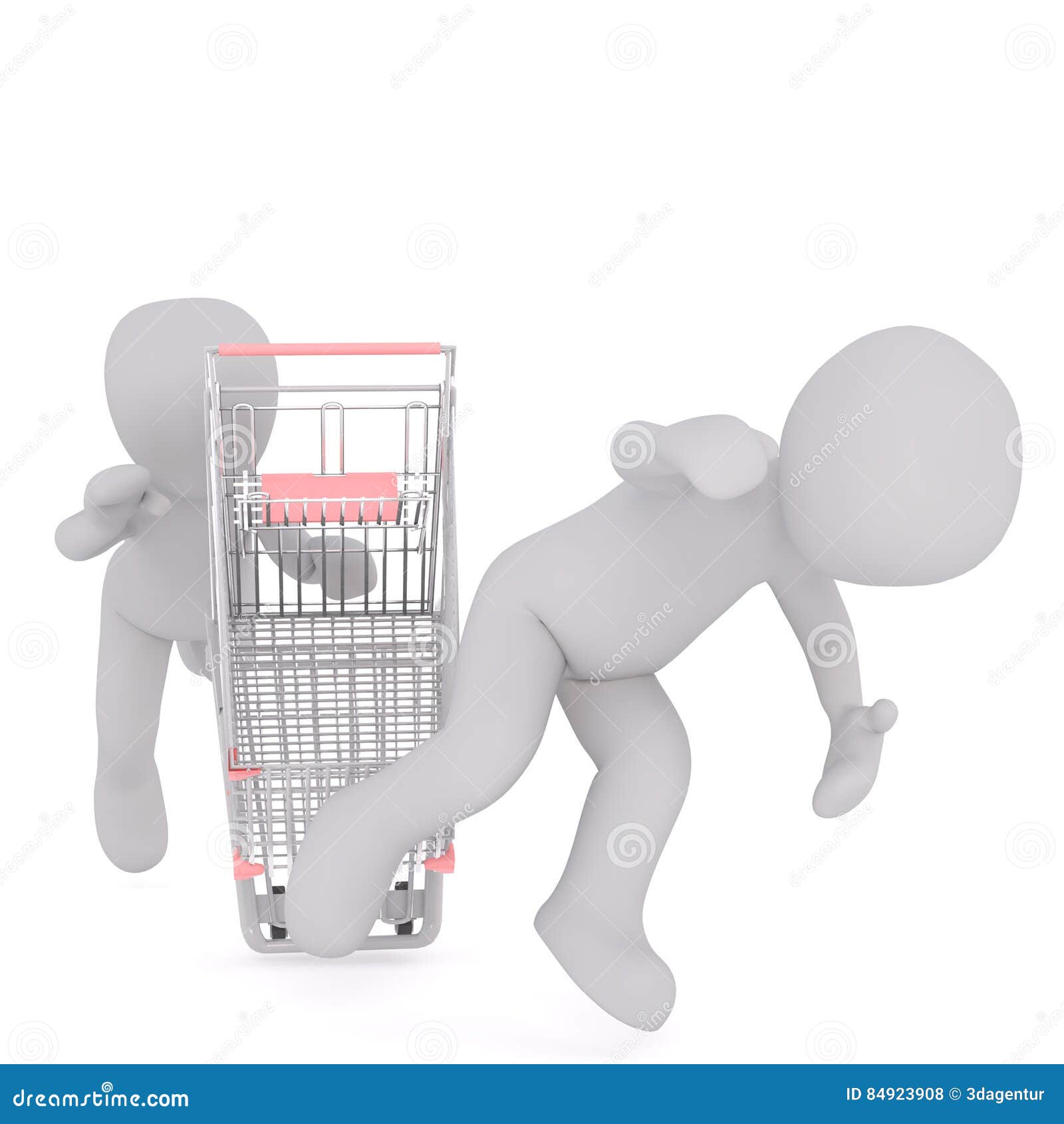 3D Man Falling Off Shopping Cart Stock Illustration - Illustration of ...