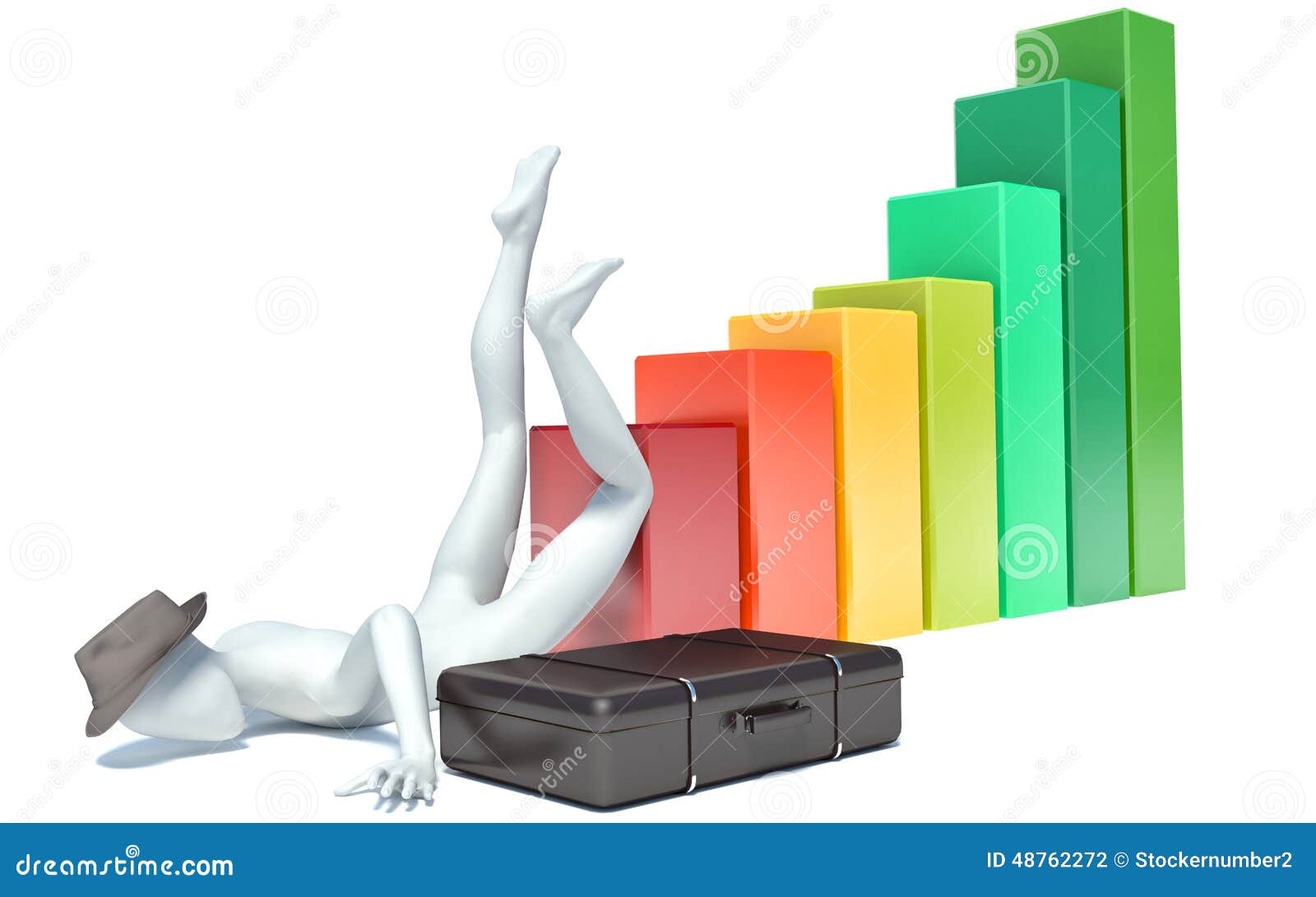 3d Man Falls from the Chart Stock Illustration - Illustration of loser ...