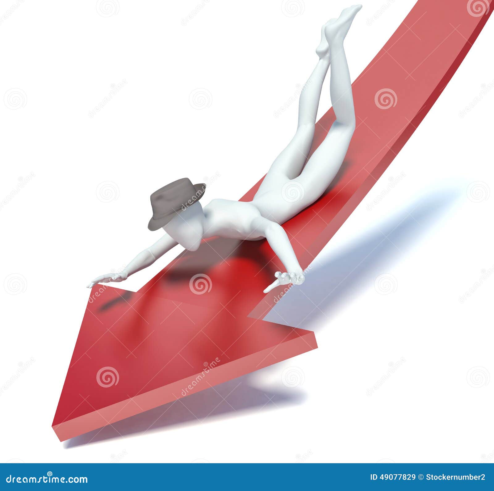 3d Man Falls from the Chart Stock Illustration - Illustration of crouch ...