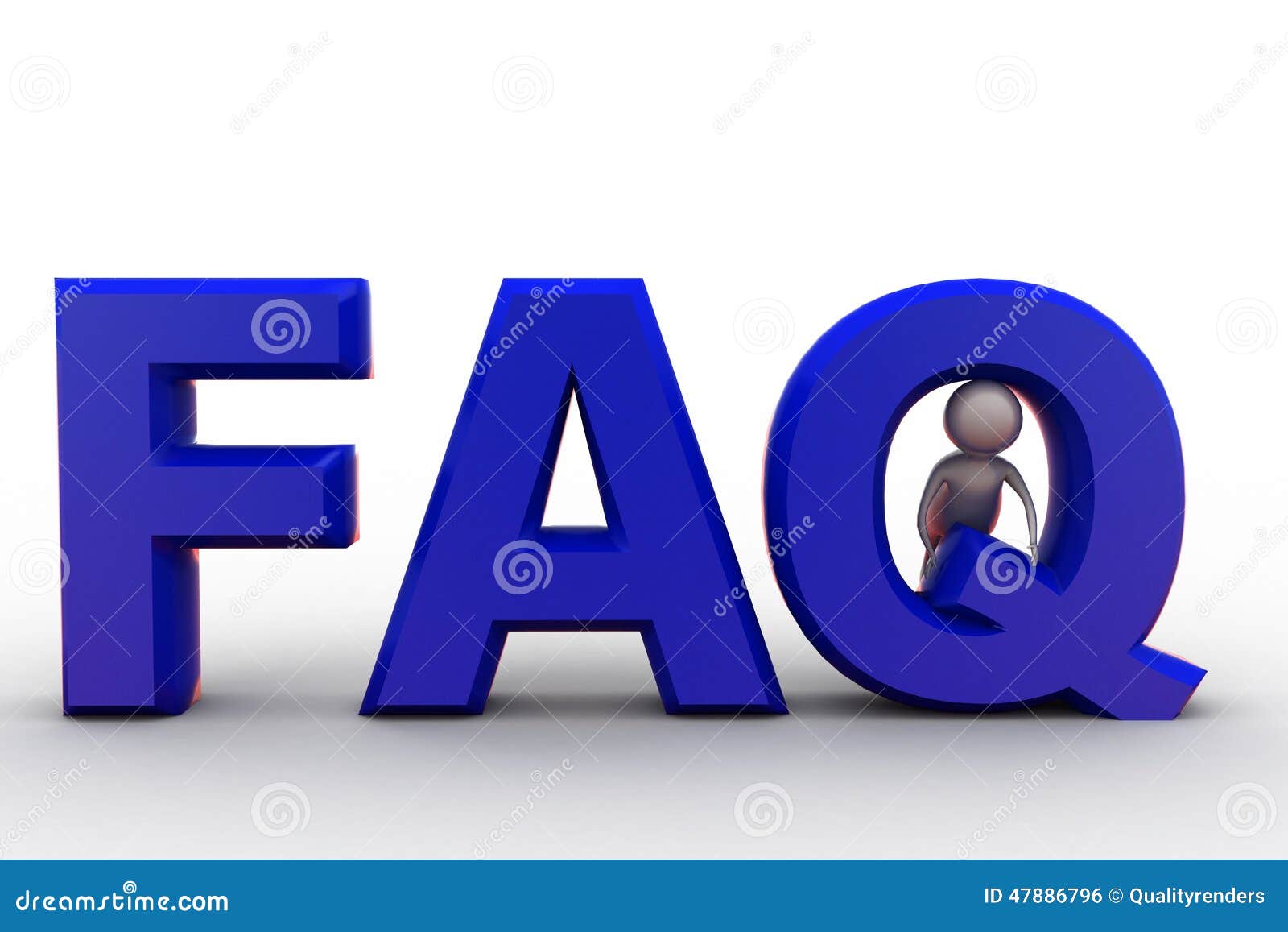 3d man in FAQ concept stock illustration. Illustration of front - 47886796