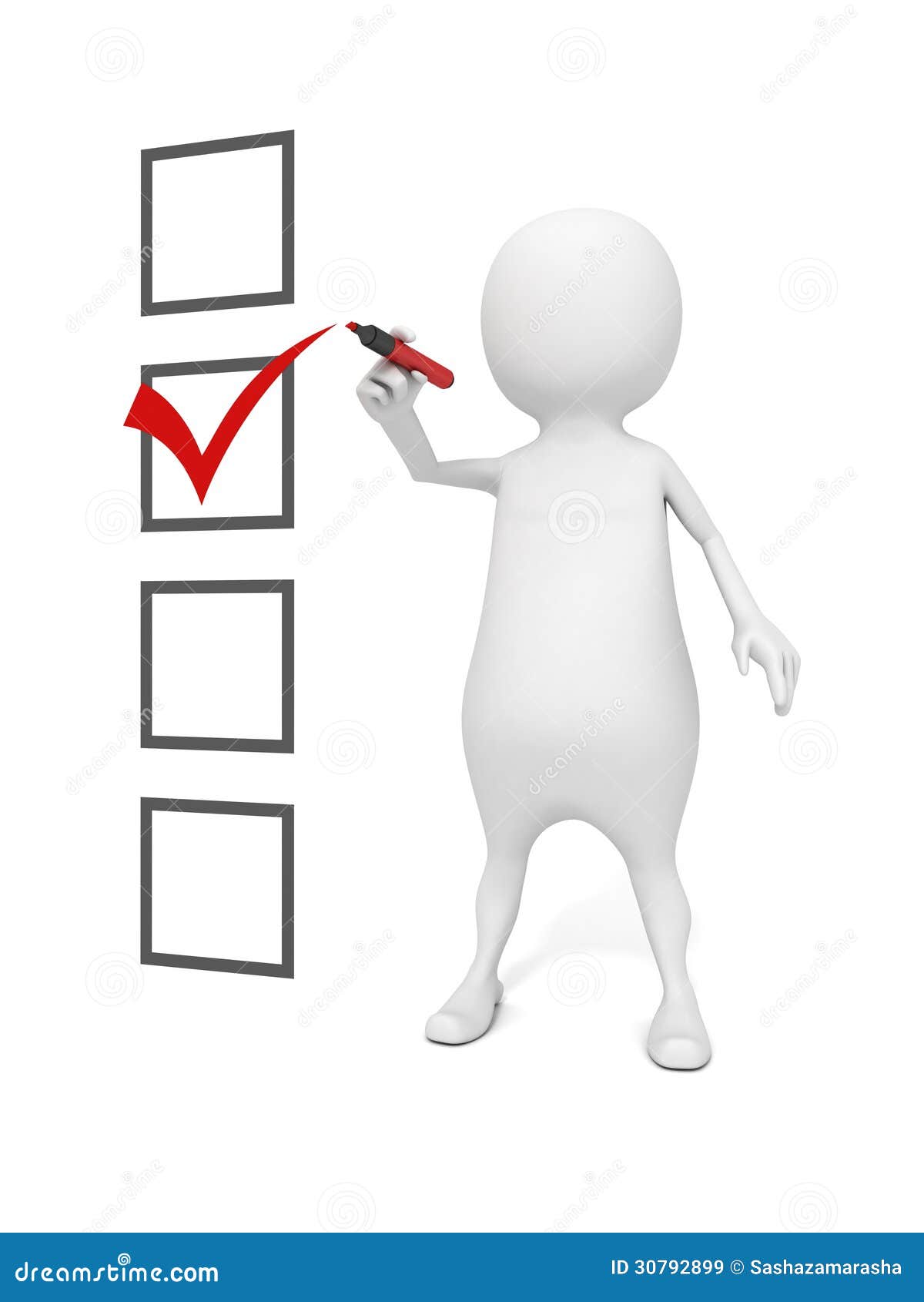 3d Man with Felt-tip Pen Make Choice of Checklist Stock Illustration ...